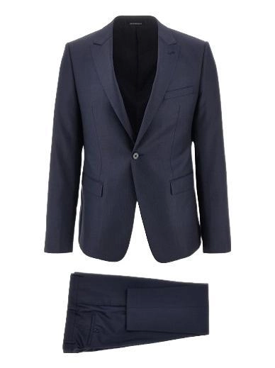 Emporio Armani Long-sleeved Blazer And Trousers Set - Navy Blue