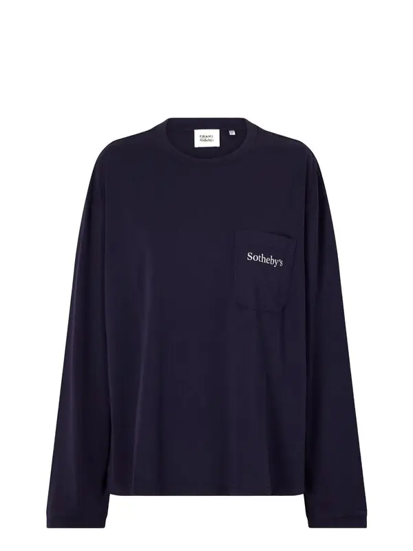 FRAME Logo Embroidered Cotton-jersey Sweatshirt - Black