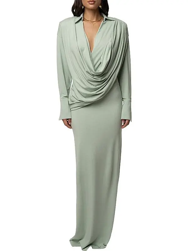 JLUXLABEL Poise Draped Maxi Dress - Mint