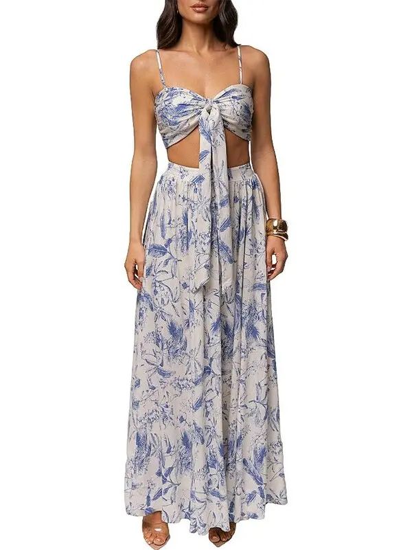 JLUXLABEL Abstract Blooming Garden Skirt Set - Blue