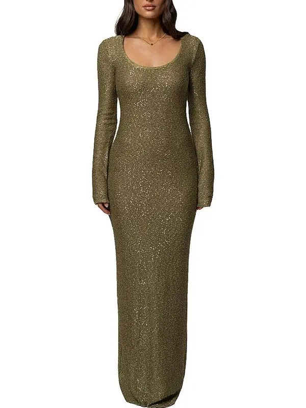 JLUXLABEL Muse Sequin Maxi Dress - Lime