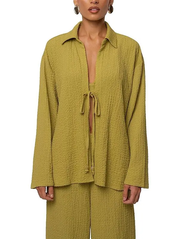 JLUXLABEL Unwind Tie-front Blouse - Lime