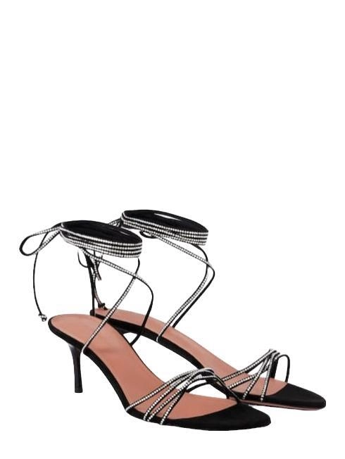 Amina Muaddi Crystal-embellished Suede Sandals - Black