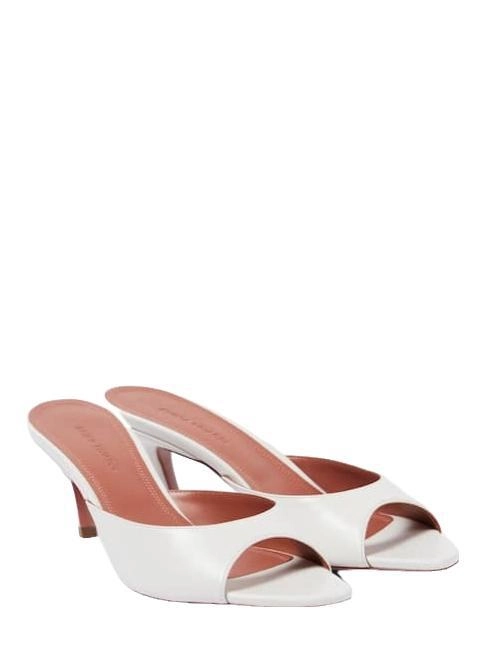 Amina Muaddi Leather Mules - White