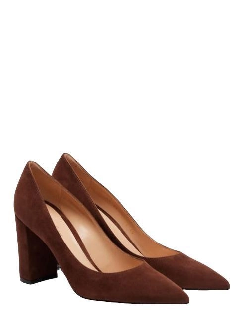 GIANVITO ROSSI Suede Pointed-toe Block Heel Pumps - No