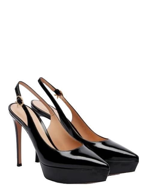 GIANVITO ROSSI Patent Leather Platform Slingback Pumps - Black