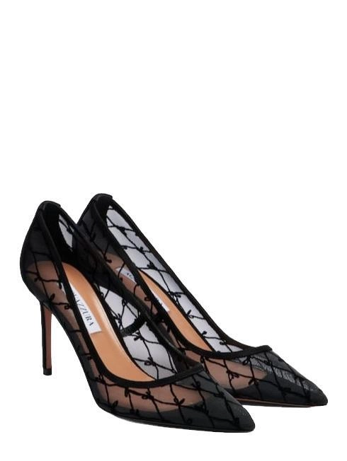 AQUAZZURA Suede-trimmed Mesh Pumps - Black