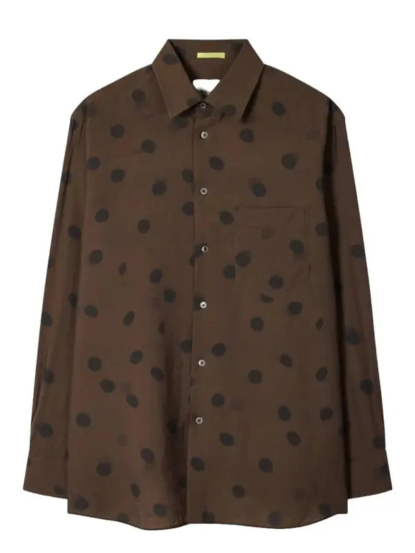 Paul Smith Shadow Polka Viscose-wool Shirt - Brown