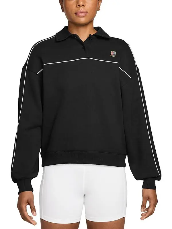 Nike Court Collection Long Sleeve Fleece Tennis Top - Black