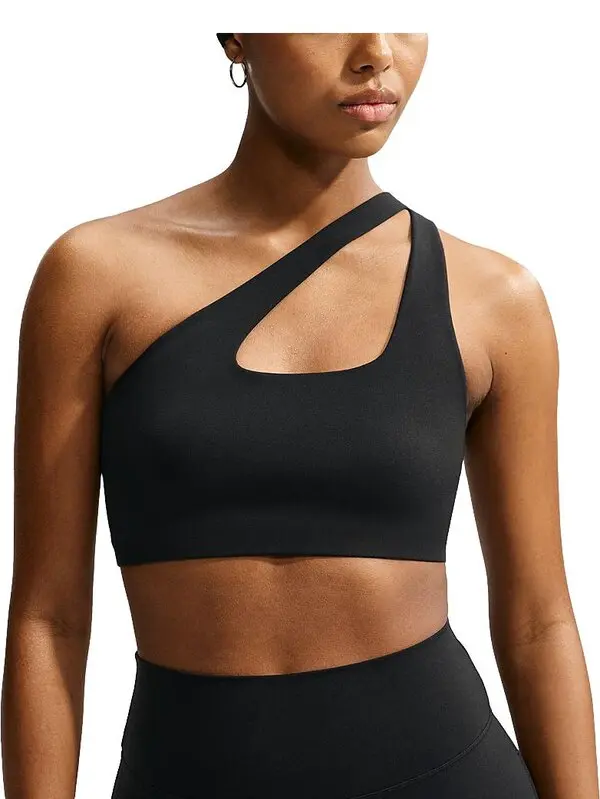 Nike Zenvy Asymmetrical Light Support Sports Bra - Black/cool Grey