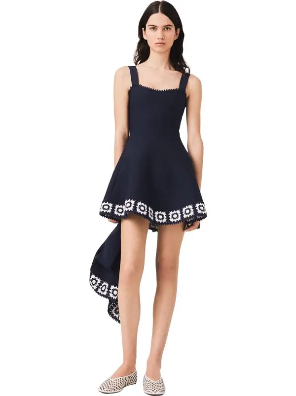 Maje Dress With Crochet Panels - White