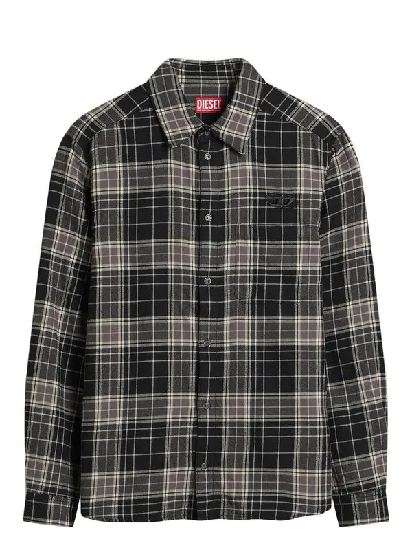 DIESEL® Stone Washed Check Shirt - Black