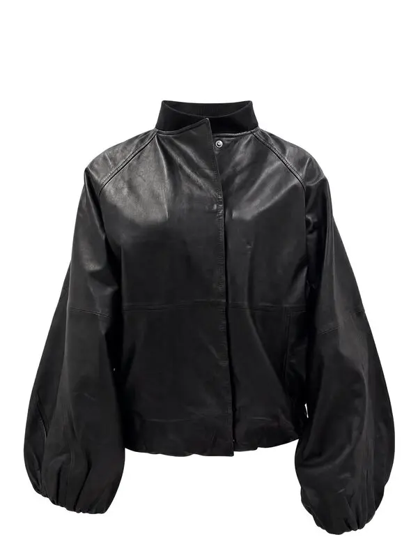 Mauritius Leather Oversized Balloon Sleeve Jacket Kylie - Black