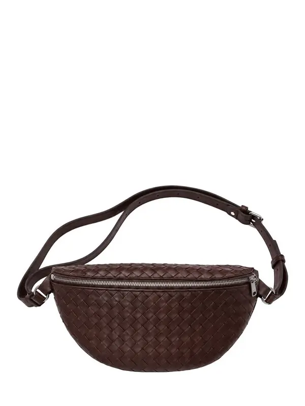 Mauritius Parker Woven Leather Crossbody Bag - Brown