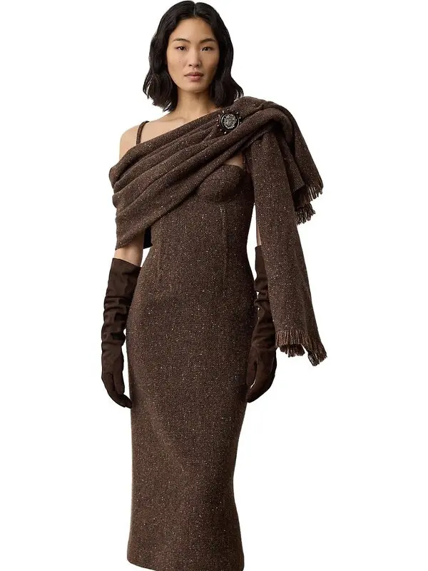 Ralph Lauren Jocey Wool-blend Donegal Tweed Day Dress - Brown Multi