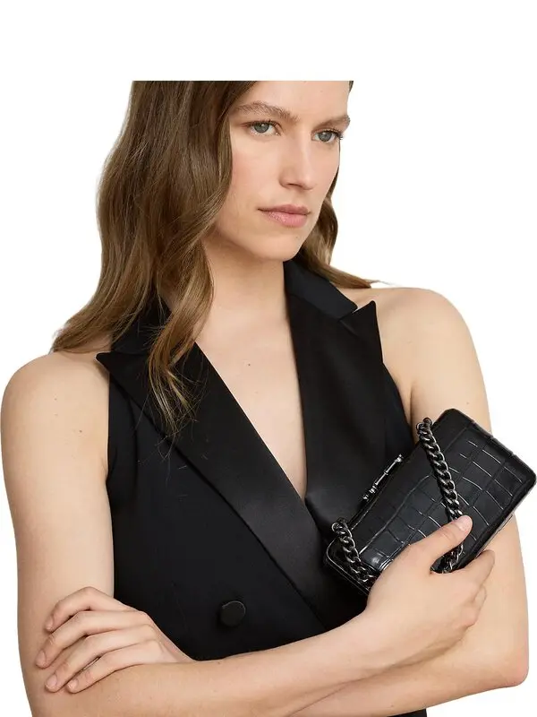 Ralph Lauren Croc-embossed Small Franki Clutch - Black