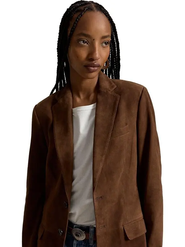 Ralph Lauren Single-breasted Suede Blazer - Umber