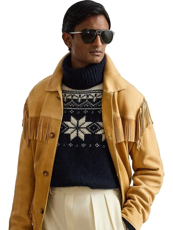 Ralph Lauren Carson Fringe Suede Jacket - Camel