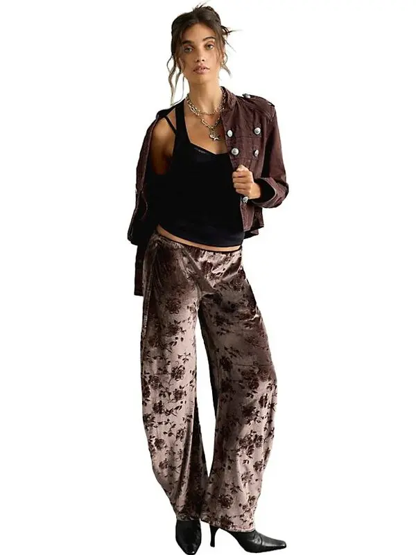 Free People Radiance Velvet Pull-on Pants - Ashbrown