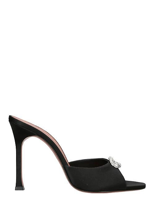 Amina Muaddi Mini Camelia Heeled Satin Mules - Black