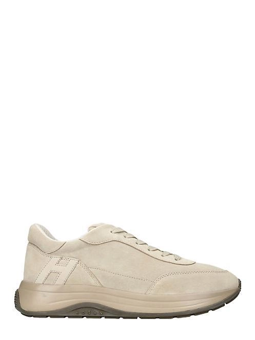 Hogan Suede And Leather Lace-up Trainers - Beige
