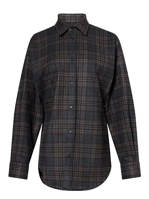 DARKPARK Anne Tailored Tartan Woven Shirt - Blue Grey Red