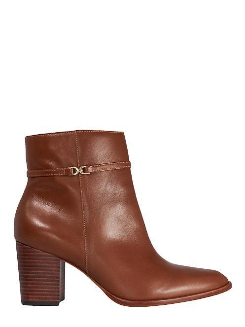 DUNE Pagety Heeled Leather Ankle Boots - Tan Leather