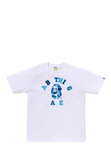A BATHING APE Abc Camo College Green Camo T-shirt - White