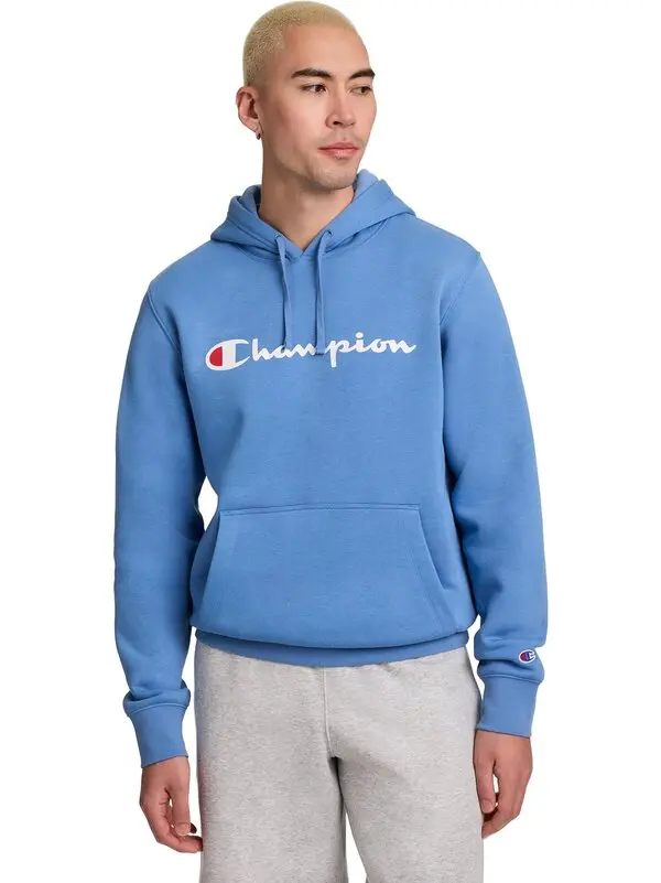 Champion Powerblend Hoodie With Full Script Logo - Riviera