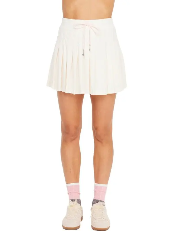 The Upside Cadiz Pleated Mini Skirt - Cream