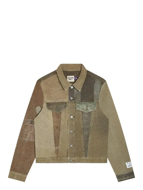 GALLERY DEPT. Cropped Spliced Denim Jacket - Brown