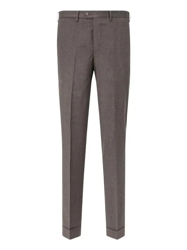 PT TORINO Pressed-crease Turned-up Trousers - Brown
