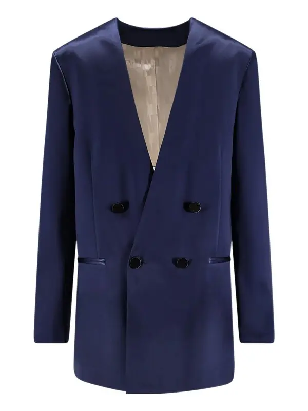 Alberta Ferretti Double-breasted V-neck Blazer - Blue