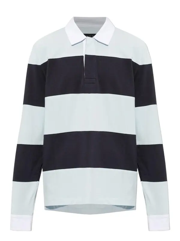Rag & Bone Long-sleeved Striped Polo Shirt - Blue