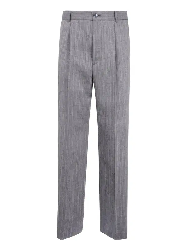 Dries Van Noten Penrud Tailored Herringbone Pants - Cement