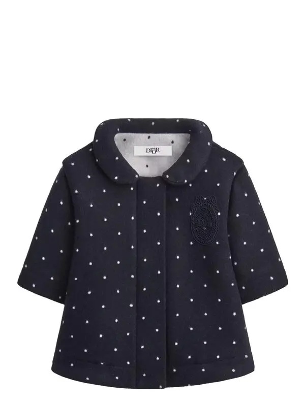 Dior Wool Polka Dot Coat With Peter Pan Collar - Navy Blue