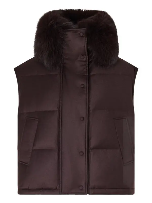 YVES SALOMON Short Fox Fur Vest - Brown