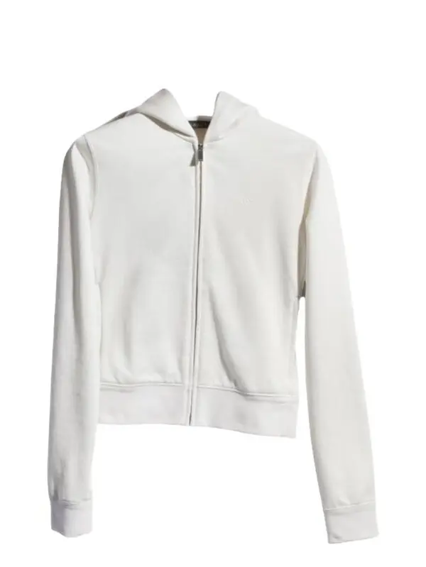 Gucci Cotton Silk Jersey Zip Sweatshirt - White