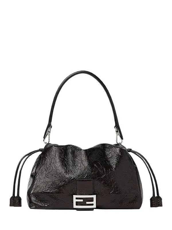 Fendi Baguetteâ® Soft Large Bag In Crackled Leather - Black