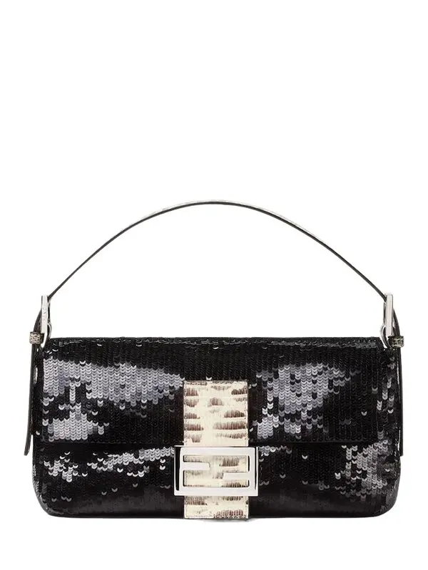 Fendi Baguetteâ® 26424 Sequinned Bag - Black