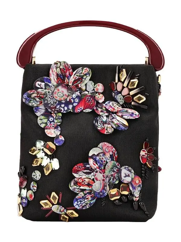 Dries Van Noten Micro Bag With Embroidery And Resin Handle - Black