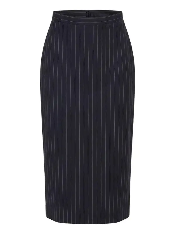Givenchy Midi Striped Wool Skirt - Blue