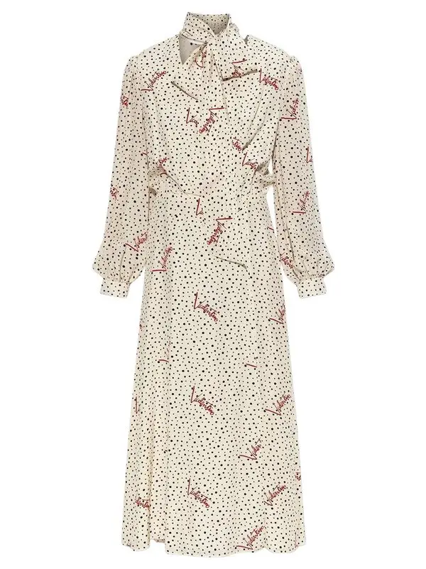 Valentino Garavani Silk Midi Dress With Printed Logo - Multicolor