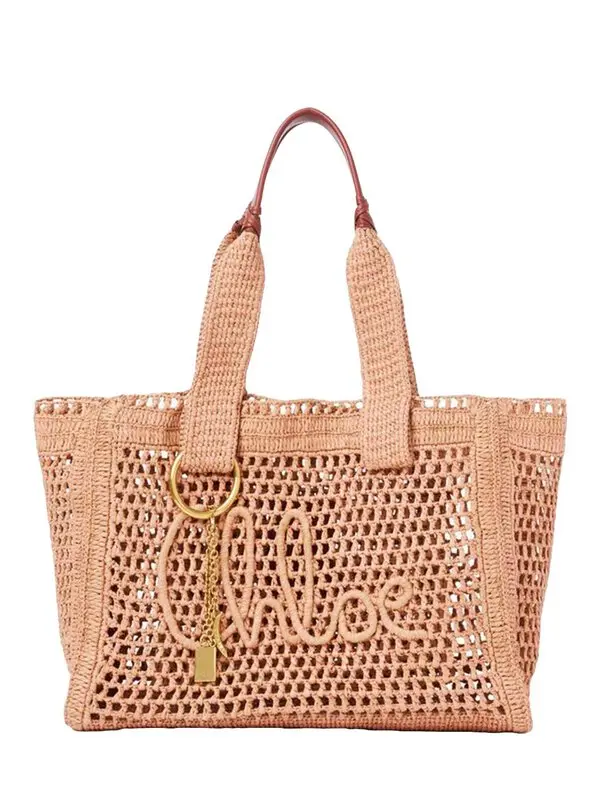 Chloé Summer Banana East-west Tote Bag In Raffia - Multicolor