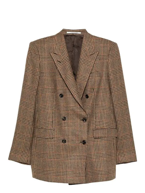 Tagliatore Double-breasted Checked Blazer - Brown
