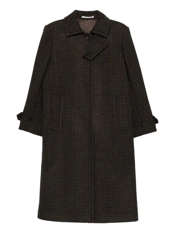 Tagliatore Bethany Wool Houndstooth Coat - Brown