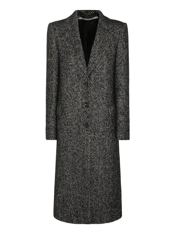 Tagliatore Amanda Herringbone Wool Blend Overcoat - Black