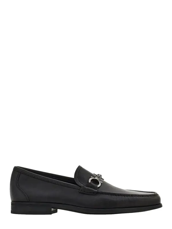 FERRAGAMO Supreme Gancini Ornament Loafers - Black