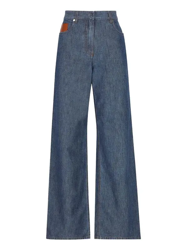 Fendi Wide Leg Chambray Jeans - Blue