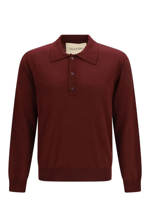 Valentino Garavani Wool Polo With Vlogo Embroidery - Red